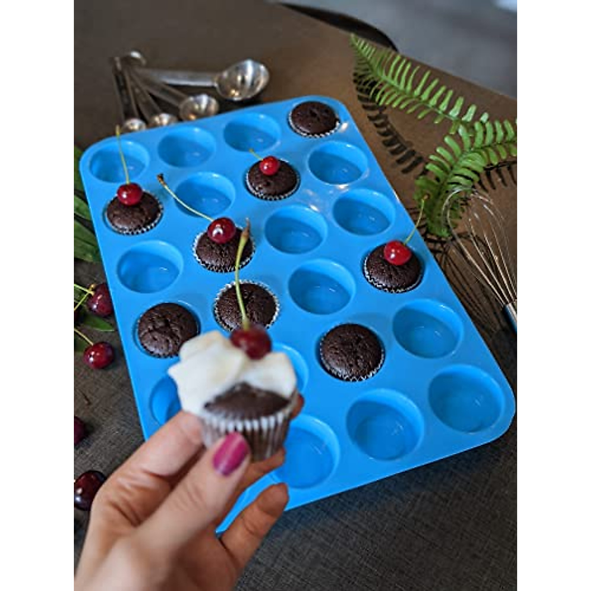 SAMZAREULO Silicone Muffin Pan Mini 24 Cups Cupcake Pan