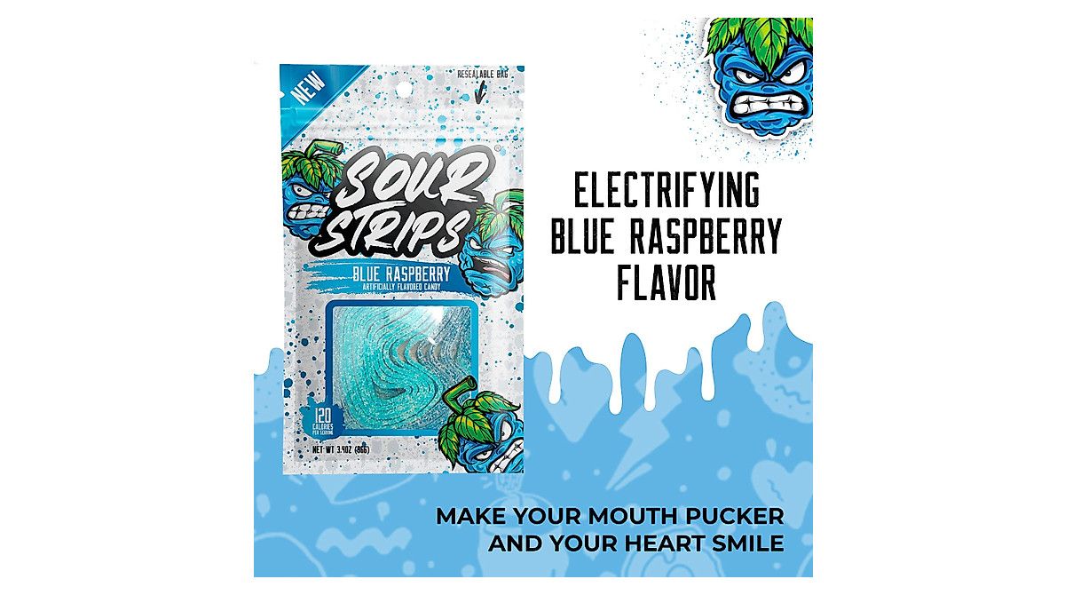 SOUR STRIPS Raspberry Chewy Candy - Truly Sour Delight