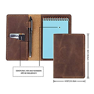 Leather Journal Cover for 3.5" x 5.5" Pocket Size Notebook With Pen Loop, Leather Cover Compatible with Rocketbook Notebook Mini Size - Brown