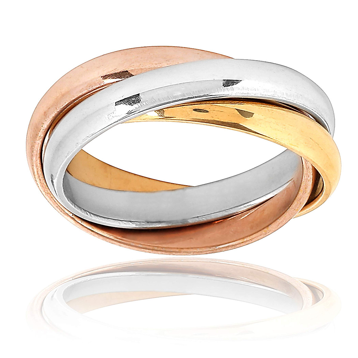 West Coast Jewelry Women's Tri-Color Stainless Steel Intertwined Triple Ring - Size 9