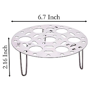Steaming Rack, 2 Pack 6.7 Inch Round Food Grade Stainless Steel Steamer Plate for Food Steaming, Cooling and Roasting Cooking in Kitchen and Outdoors (2 silver)