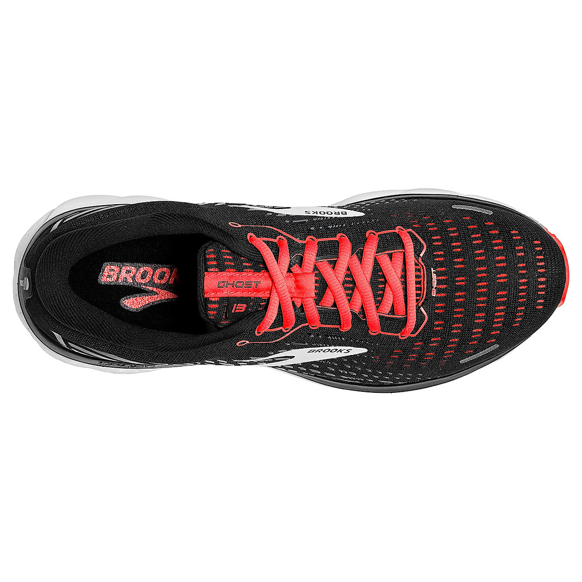 Brooks Women's Ghost 13 Running Shoe - Black/Ebony/Coral - 7 Medium