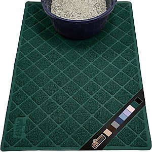 GORILLA GRIP Cat Litter Box Mat, 35x23, Water Resistant Kitty Litter Trapping Mat, Textured Backing, Easy to Clean, Less Waste and Clean Floors, Kitten Supplies for Indoor Cats, Soft on Paws, Green