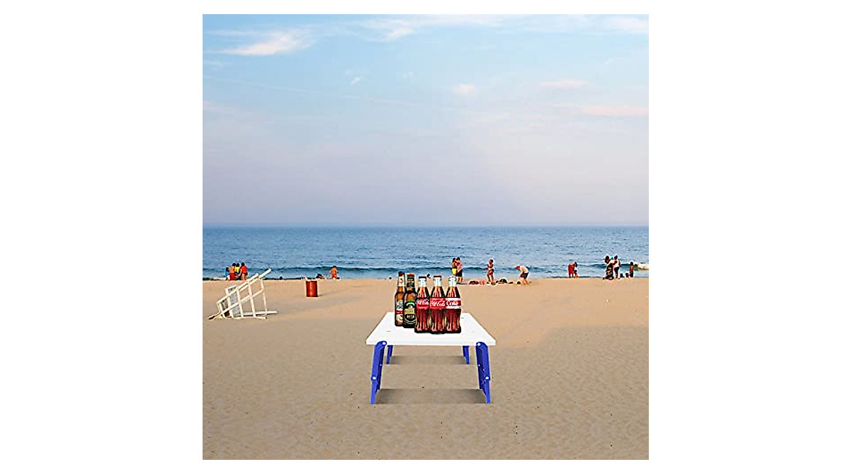 Portable Folding Beach Table for Camping & Picnics - Blue