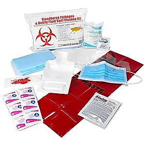 Urgent First Aid 22 Piece Bodily Fluid Clean Up Pack/Bloodborne Pathogen Spill Kit - be OSHA Compliant and Protect from Dangerous Exposure to Blood and Other potentially infectious Materials