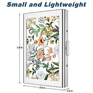 Rimilak Metal Credit Card Holder, Mini Credit Card Wallet RFID Blocking Slim Metal Hard Case for Women Men, White Flower