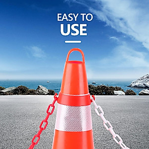 Plastic Chain Safety Barriers with Cone Chain Connector Kits, Caution Security Chain, Safety Chain for Traffic Cones (Chain Barriers, 12 Meter (1), 6 Connectors)
