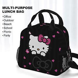 Grehge Cute Cartoon Lunch Bag Portable Thermal Insulated Preservation Pink Cat