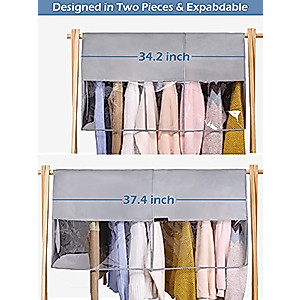 SLEEPING LAMB Expandable Hanging Closet Cover Shoulder Dust Cover Clothes Protector for Coats Suits Dresses, Grey