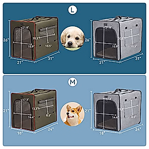Petsfit Sturdy Wire Frame Soft Dog Crate, Collapsible for Travel (L: 31" x 21" x 26", Light Grey A)