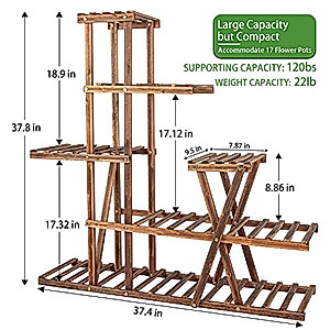 UMEIJA Plant Stand for Indoor Plants Outdoor Wooden Tiered Plant Shelf 6 Tier 13 Potted Multiple Plants Large Flower Stands Gardening Pots Accessories Fit Patio Balcony Living Room Bedroom