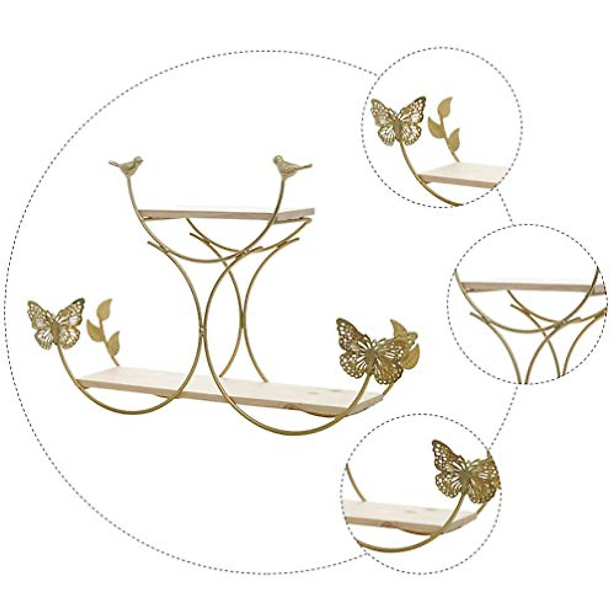 DOITOOL Floating Shelves Wall Mounted Wall Shelf Metal Storage Rack Holders Butterfly Style for Home Living Room Bedroom Decoration