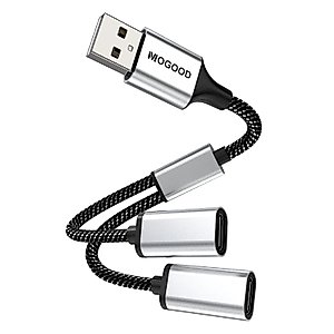 MOGOOD USB 2.0 Splitter Y Cable, Male-to-Female, 480 Mbps