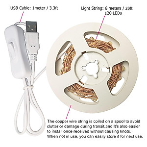 RUICHEN USB Fairy Lights 20 Ft 120 LED String Lights with On/Off Switch, Waterproof Copper Wire Lights for Bedroom Wall Ceiling Wreath Christmas Easter Valentines Day Wedding Party (Pink)