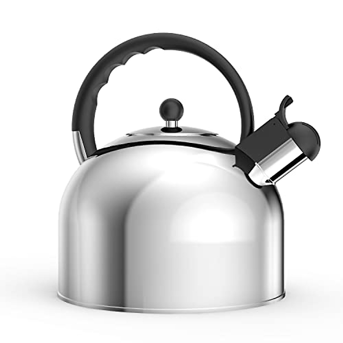 YSSOA Stainless Steel Whistling Tea Kettle, 3.17 Quart, Teapot for Stove top with Wide Mouth, Easy Pouring Spout and Ergonomic Handle, Silver