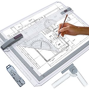 Frylr Inch A3 Drawing Board Drafting Table with Parallel Motion and Angle English Measuring System 20.87”L x 14.49”D