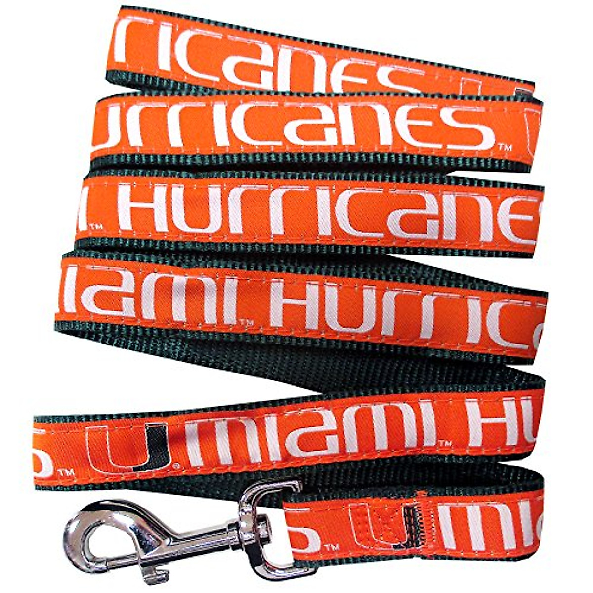Pets First Collegiate Pet Accessories, Dog Leash, Miami Hurricanes, Large