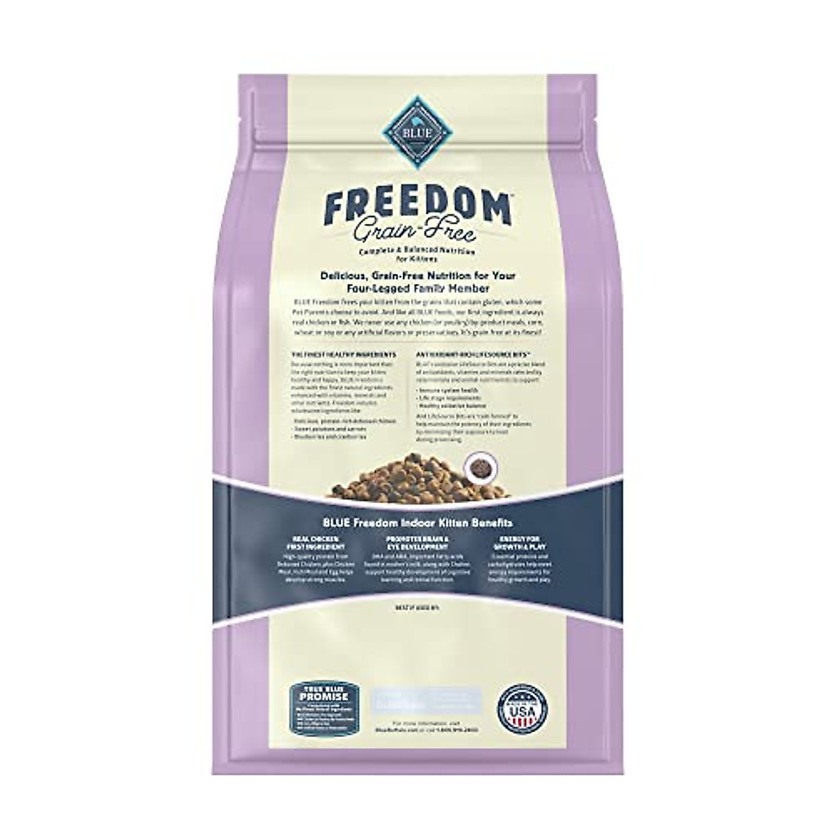 Blue Buffalo Freedom Grain Free Natural Indoor Kitten Dry Cat Food, Chicken 5-lb