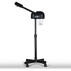 Professional Ozone Facial Steamer with Hot Mist, Face Steamer Machine for Esthetician, Home Salon Spa Facial Cleaning (Black)