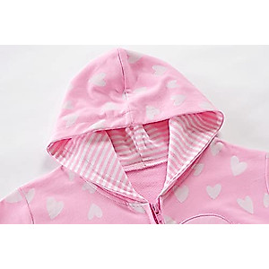 Little Hand Toddler Girls Hoodie Love Heart Valentine's Day Sweatshirts Long Sleeve Hooded Shirts for Kids 5t