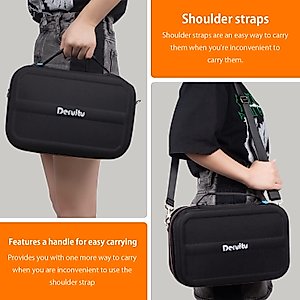 Deruitu Carrying Case Compatible with Nintendo Switch/Switch OLED Model - Portable Travel All Protective Hard Messenger Bag Soft Lining 18 Games for Switch Console Pro Controller & Accessories, Black