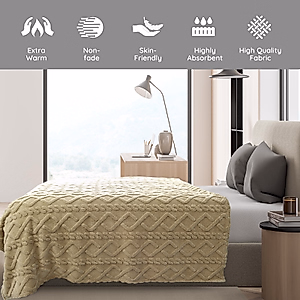 DEZANBO Twin Size Blanket for Bed: Soft Fleece Plush Sherpa - Fuzzy Fluffy Warm Cozy Lightweight 70x80 Inch Beige