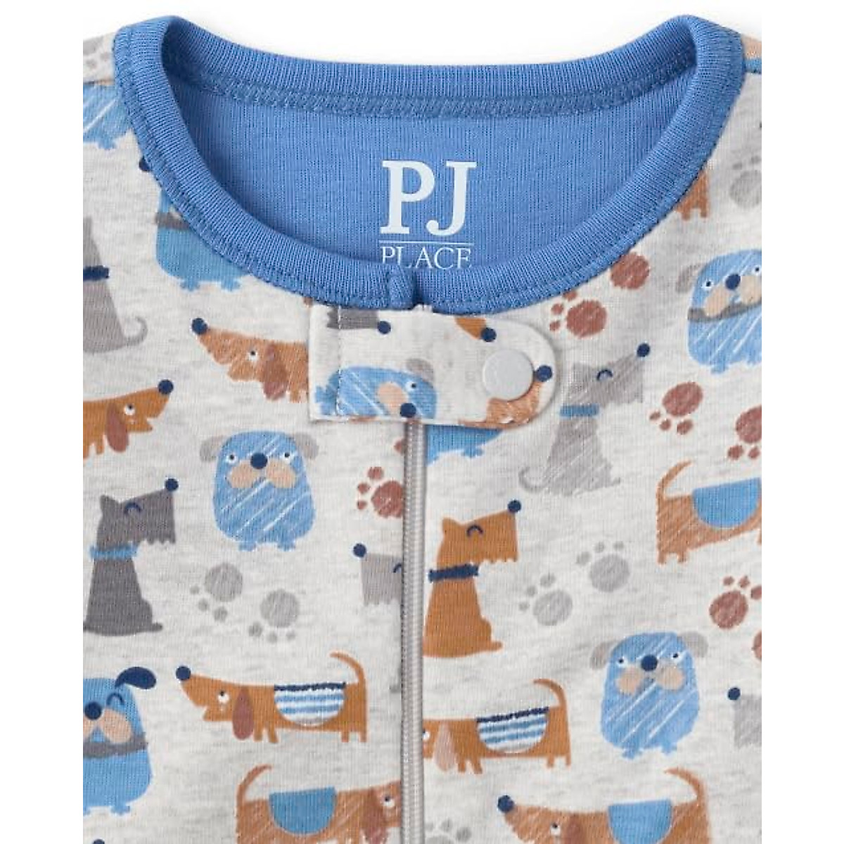 The Children's Place,and Toddler Snug Fit 100% Cotton Zip-Front One Piece Footed Pajamas 2-Pack,DOGS_HT LUNAR | GRIPPER DOT_PUFF DTM PRINT | JOHNSON PLAID_FEDERAL BLUE | LT BLUE OXFORD,2T