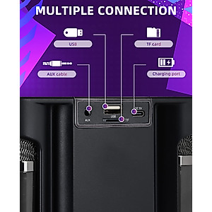 Mini Karaoke Machine for Adults and Kids,Portable Bluetooth Karaoke Speaker for TV, with 2 Wireless Microphones PA Speaker System for Indoor Outdoor Party, Family Party Singing (Elegant Black)