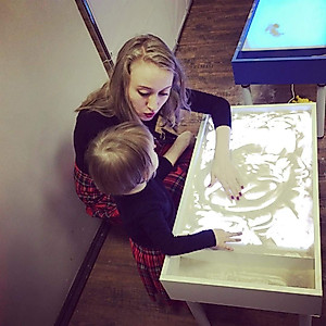 Light Sandbox All-in-1: Activity Table + Sensory Table + Light Table + Sand Box + whiteboard + Chalk Desk. Includes: Cover, Color Controller, Sand and Trowel, Legs with Adjustable Height