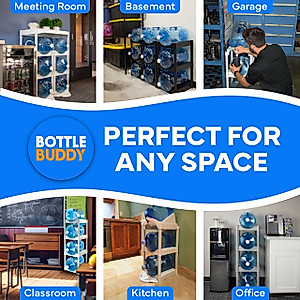 Bottle Buddy Water Bottle Storage Rack 3 Tray - Plastic Water Bottle Organizer for Three to Five Gallon Bottle Storage – Customizable Water Gallon Holder for Easy Storage and Organization