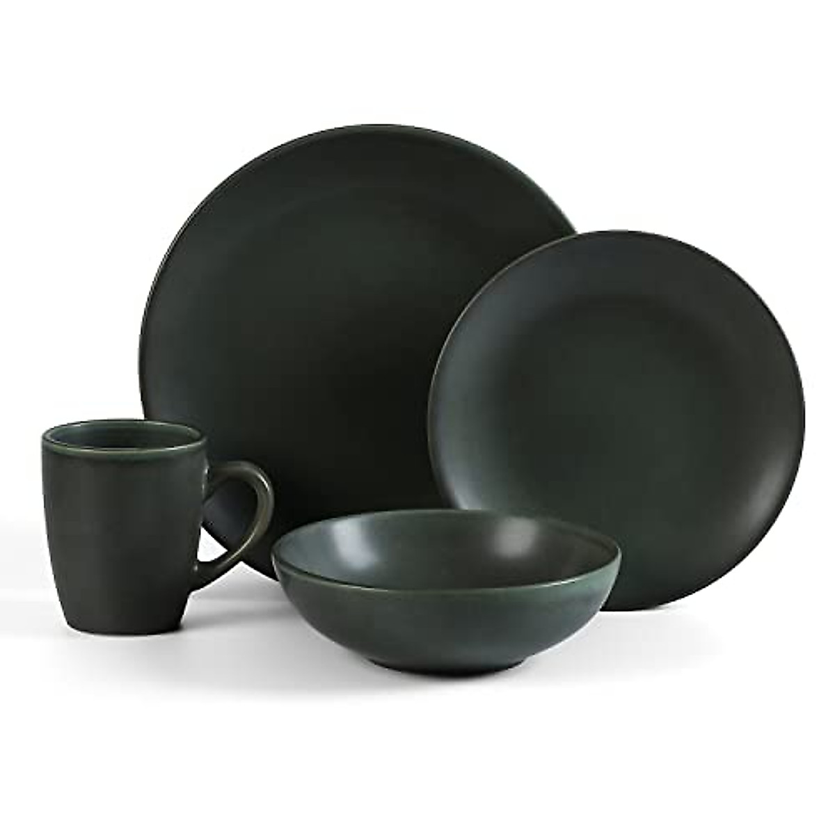 Stone Lain Grao Stoneware 16-Piece Dinnerware Set, Green