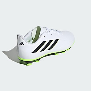 adidas Copa Pure.4 Firm Ground Sneaker, White/Core Black/Lucid Lemon, 3 US Unisex Little Kid