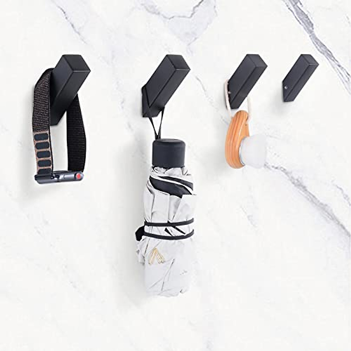 KZH Matte Black Towel Hook for Bathroom Livingroom Hotel Style Wall Mounted Wall Hooks 304 Stainless Steel Modern Coat Robe Hooks Wall Mounted(4, Black)