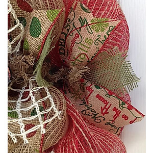 Country Rustic Santa Merry Christmas Deco Mesh Wreath