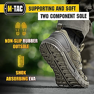 M-Tac Sport Tactical Running Walking Hiking Sneakers for Men - Mesh Lightweight (Dark Olive, 12)
