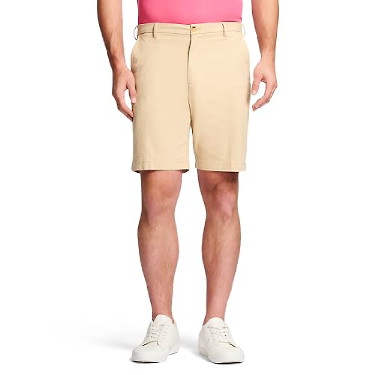 IZOD Men's Classic Saltwater 9.5" Flat Front Chino Short, Pale Khaki, 38