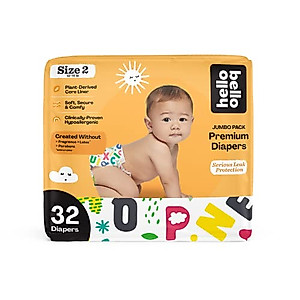 Hello Bello Premium Baby Diapers Size 2 I 32 Count of Disposeable, Extra-Absorbent, Hypoallergenic, and Eco-Friendly Baby Diapers with Snug and Comfort Fit I Alphabet Soup