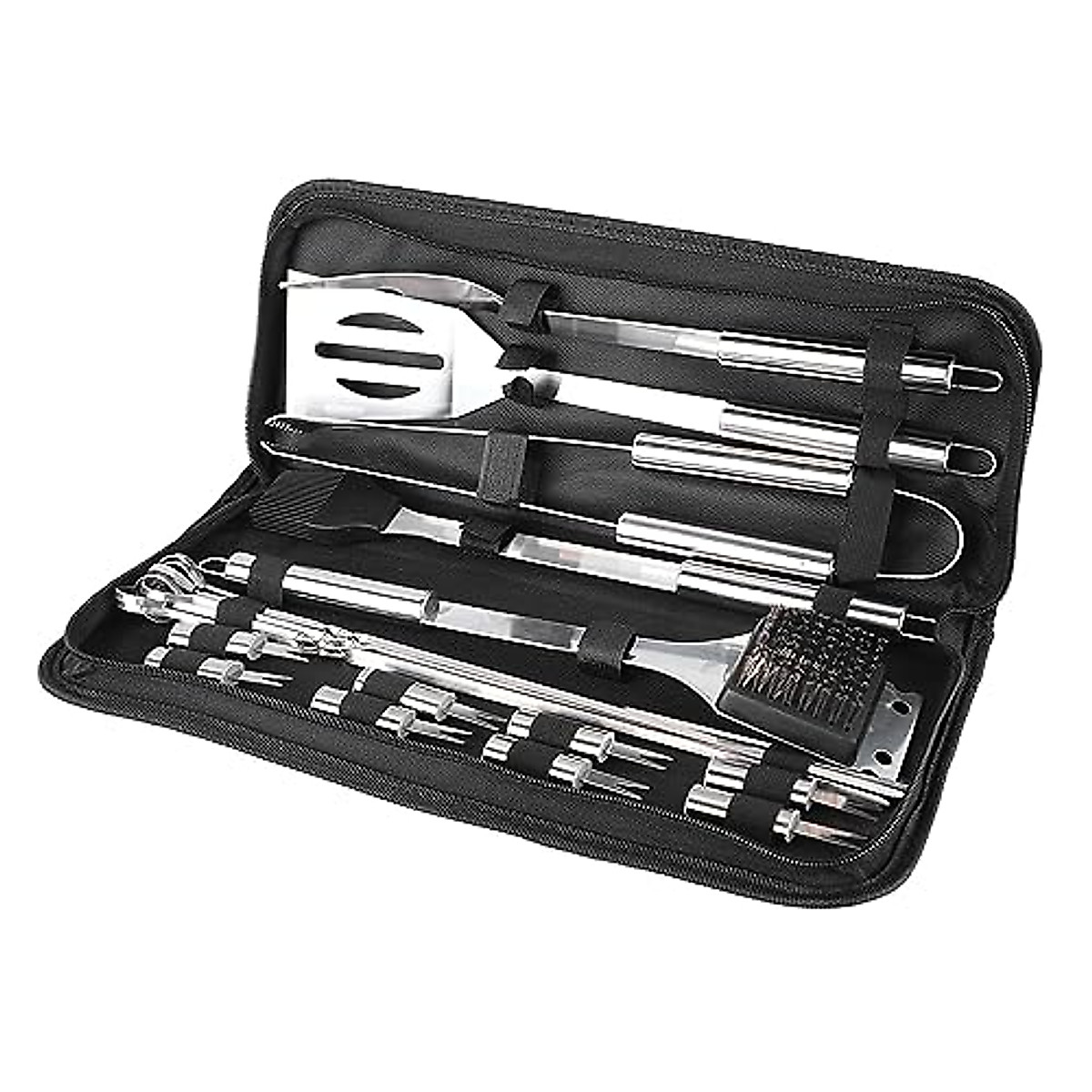 Grill Set, 20pcs Brush Barbecue Tool Set Fine Crafted Stainless Steel for Travel for Outdoor