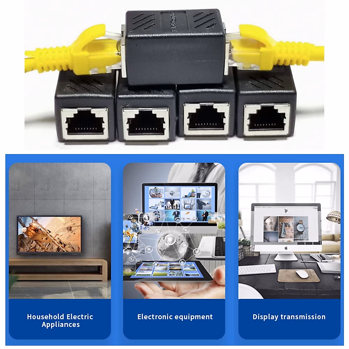 YOQXHY RJ45 Couplers,in Line Coupler Cat5 Cat5e Cat6 Cat7 Ethernet Cable 8P8C Extender Adapter Female to Female,(20 Pack)