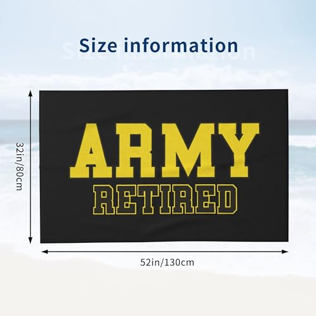 Army Retired Beach Towel Absorbent Bathroom Towels Microfiber Beach Towels Oversized Super ​32x52 Inch