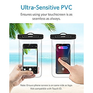 Anker Universal Waterproof Case, IPX8 Waterproof Phone Pouch Dry Bag for iPhone X / 8 / 8 Plus, Samsung Galaxy S8 / S7, Samsung Note Series, Google Pixel 2, up to 6 Inches—2 Pack