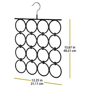 Whitmor Folding Scarf/Accessory Hanger, Black & Chrome, 0. 47 x 12. 25 x 15. 88 inch