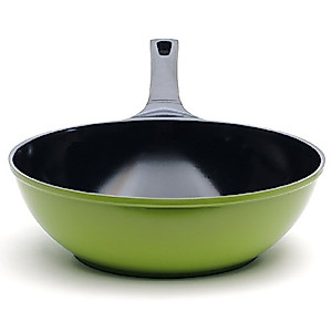 Ozeri 12" Green Wok Smooth Ceramic Non-Stick Coating (100% PTFE and PFOA Free)