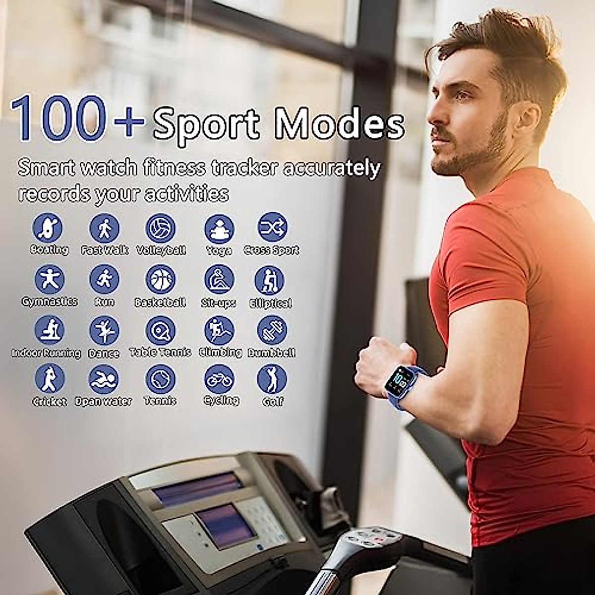 Smart Watch (Answer/Make Call), 1.8" Smartwatch Fitness Tracker for Android and iOS Phones with Heart Rate Sleep Tracking, Multi Sport Modes, Blood Oxygen, Ai Voice Control,Fitness Watch for Women Men