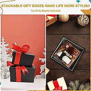 Aubiu Gift Boxes, Small Gift Boxes with Lids for Presents - Nesting Gift Boxes Set of 4 Assorted Sizes Black Gift Boxes for Wedding Presents, Bridesmaid Proposal, Birthday Party Favor Easter Boxes