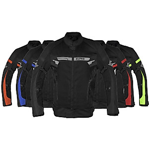 ALPHA CYCLE GEAR BREATHABLE BIKERS RIDING PROTECTION MOTORCYCLE JACKET MESH CE ARMORED (BLACK WIND, XXX-LARGE)