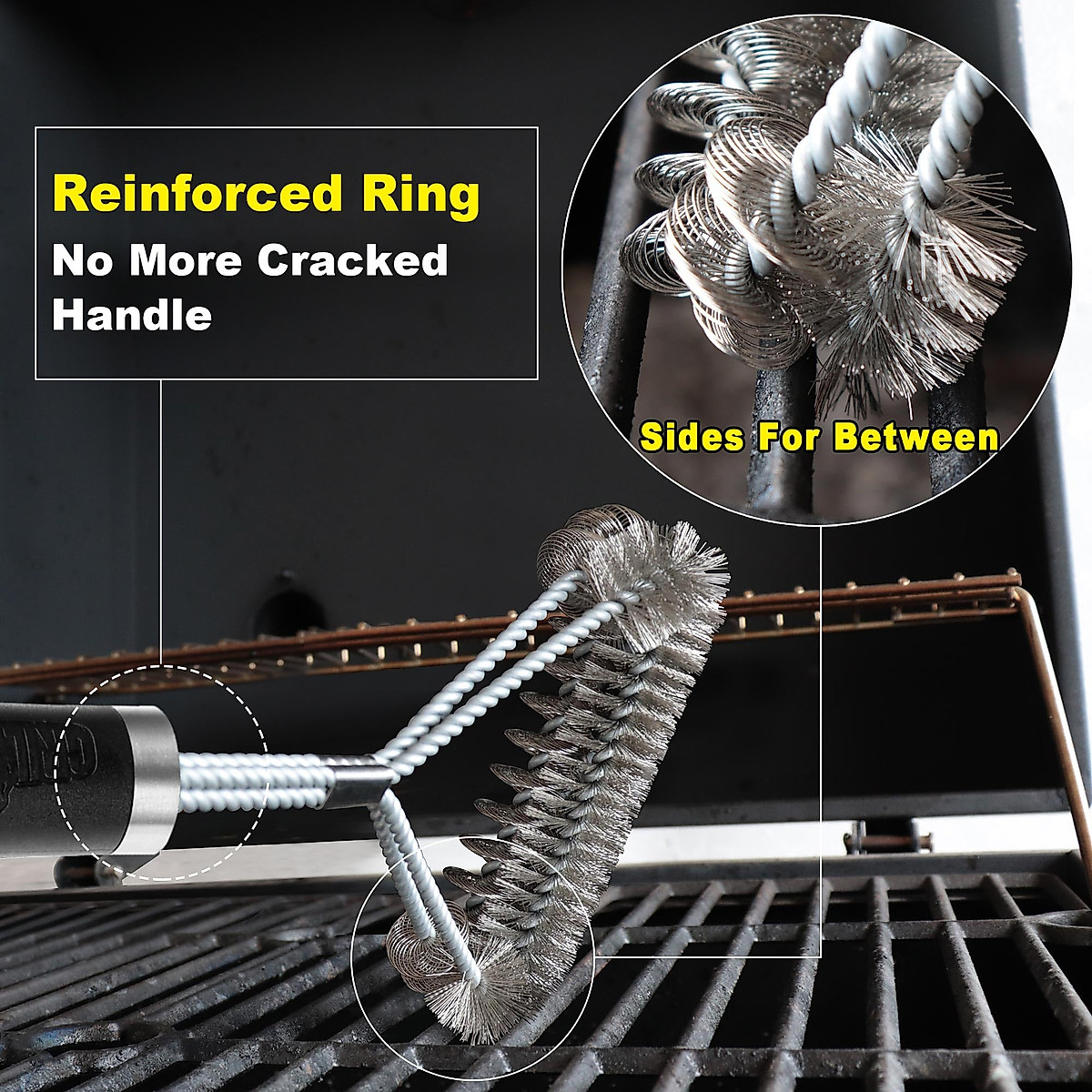 GRILLART Grill Brush Bristle Free & Wire Combined BBQ Brush - Safe & Efficient Grill Cleaning Brush- 17" Grill Cleaner Brush for Gas /Porcelain/Charbroil Grates - BBQ Accessories Gifts for Men