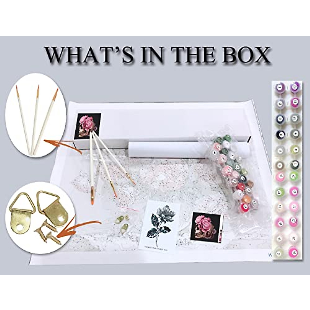 Art Knitting Paint by Number for Adults Beginner Students Kids, Ideal Gift Choice for Birthday,Anniversary or Any Festival, DIY Acrylic for Room Decor Canvas Roll -16x16 (Skull and Roses)