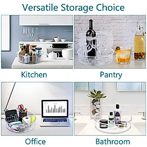 LotFancy Lazy Susan Organizer, Pack of 2, 12” and 10” Round Lazy Susan Turntable for Cabinet, Clear Plastic Rotating Storage Container for Table, Pantry