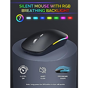 Wireless Keyboard and Mouse with 15 Backlit Effects, Rechargeable Keyboard Mouse Combo with Phone Holder, 2.4G Lag-Free, Silent Light Up Keyboard & Mouse Set for Windows, Mac, PC, Laptop -by SABLUTE